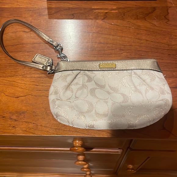 Coach | Bags | Coach Fabric Metallic Gold With Gold Trim | Poshmark